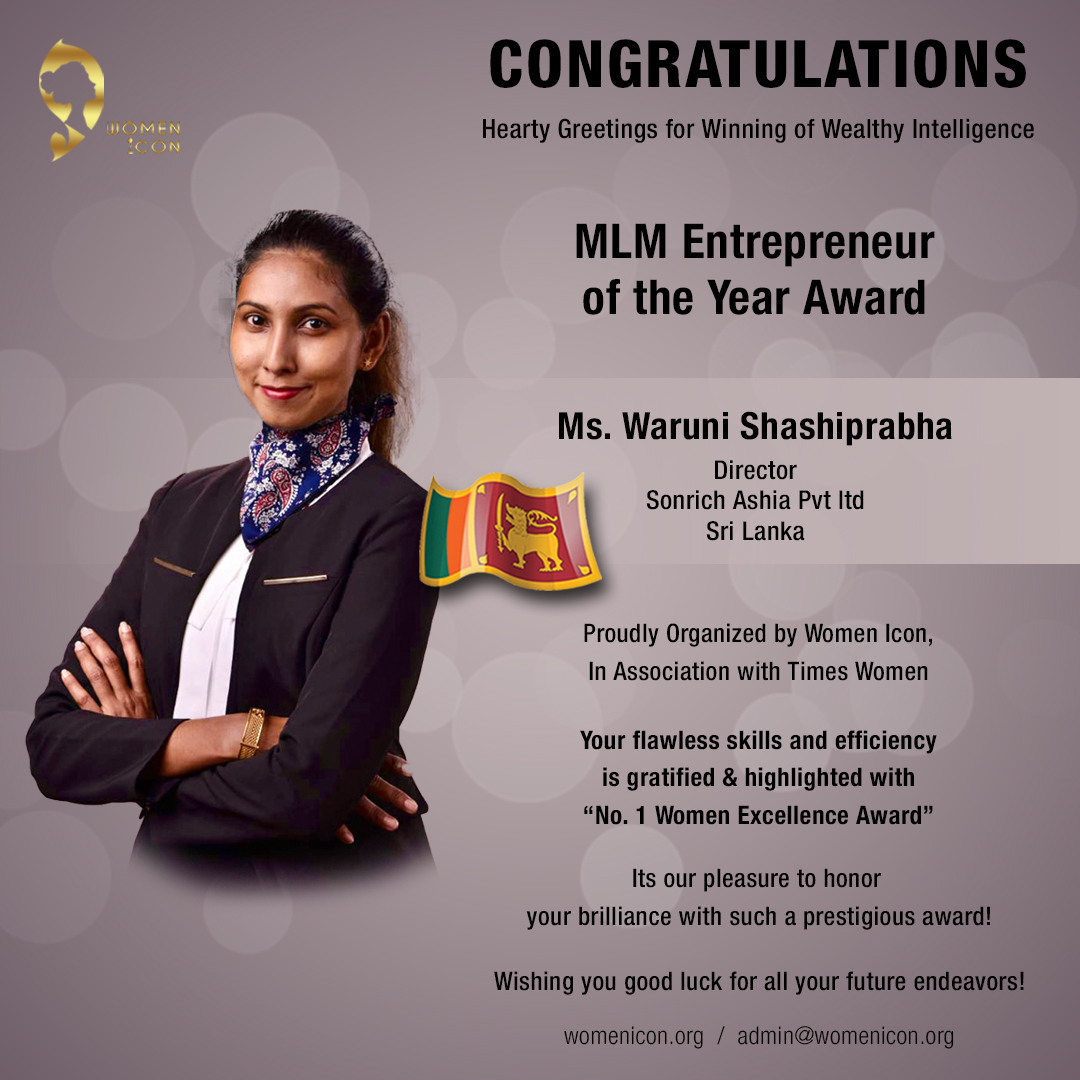 Ms.waruni shashiprabha has bagged MLM Entrepreneur of The Year